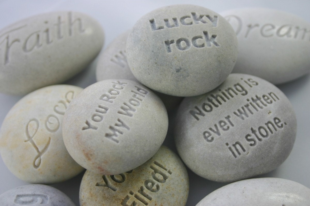Custom Engraved White Message Stone Personalized Ocean Rock | Etsy