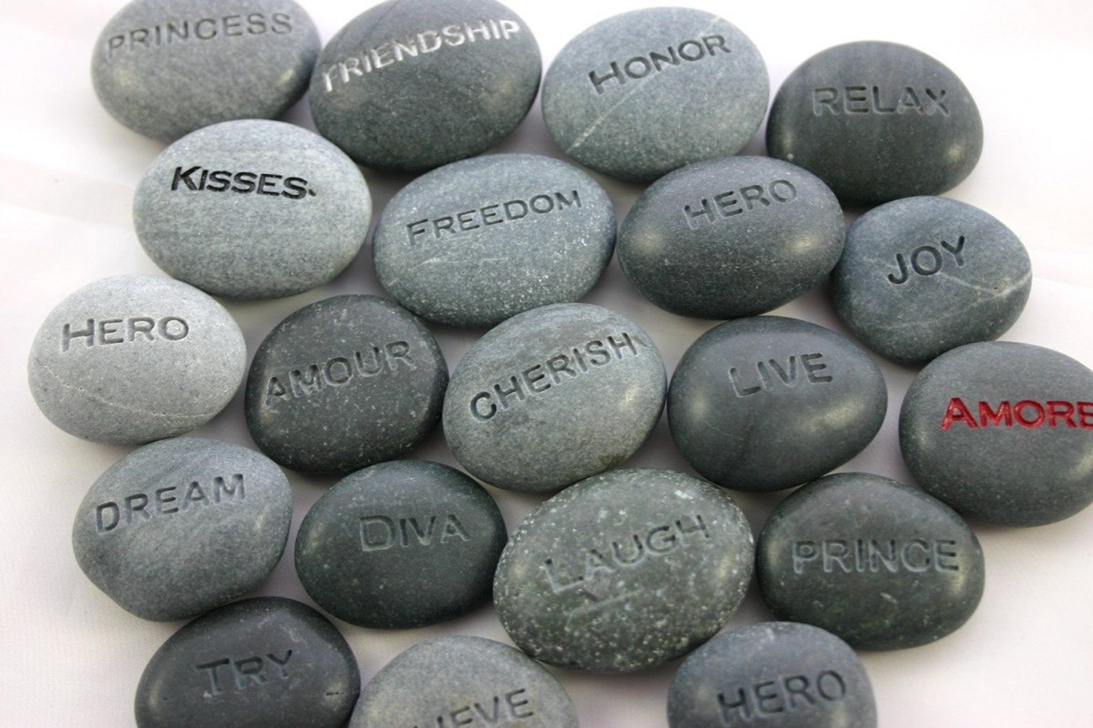 Custom Engraved Word Stone Personalized Grey Stone - Etsy