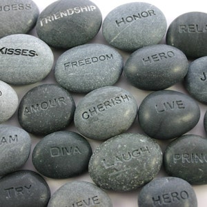 Custom Engraved Word Stone Personalized Grey Stone - Etsy