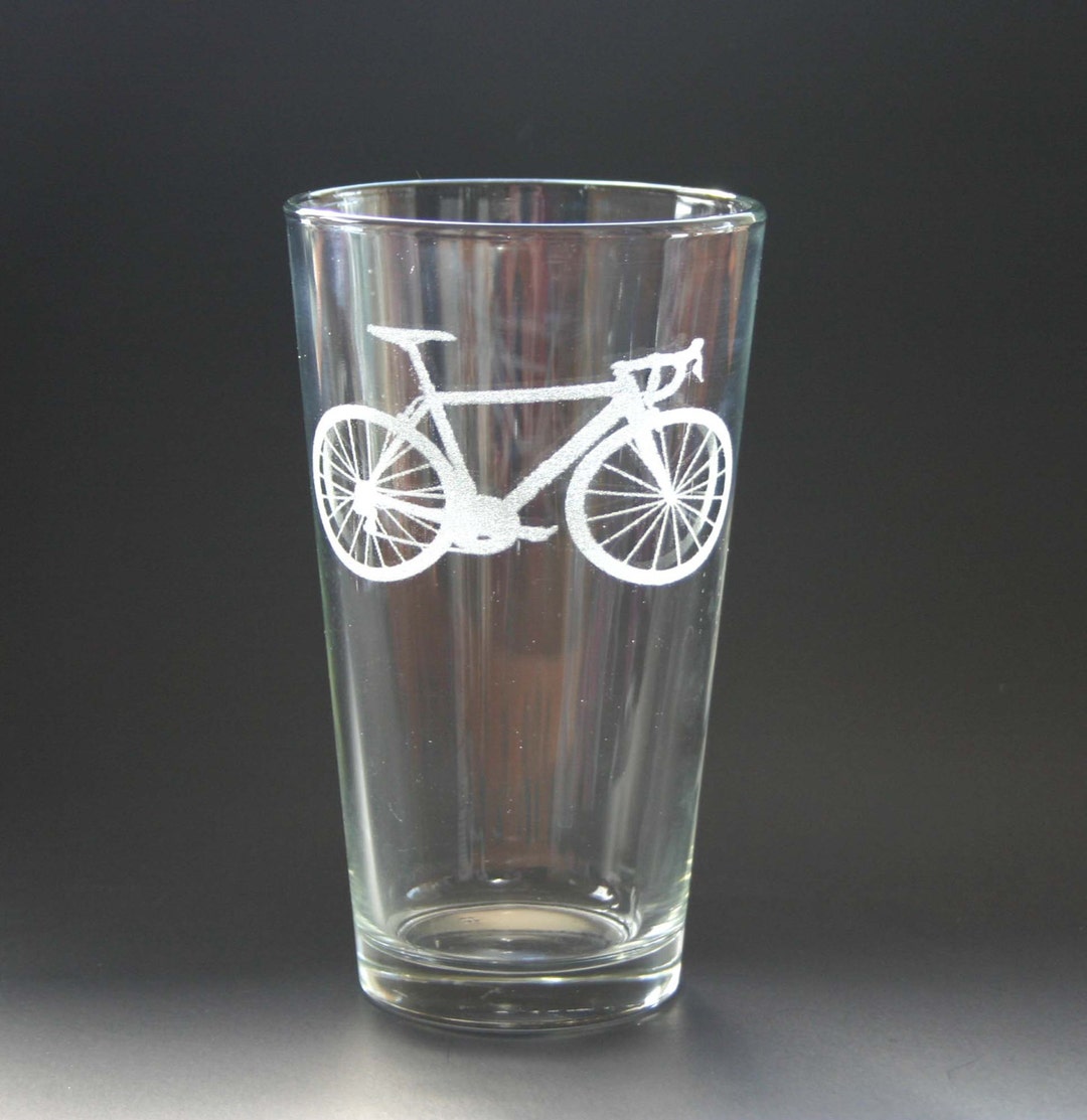 Cycling Etched Pint Glasses Engraved Bicycle Beer Glass Set of 2 - Etsy