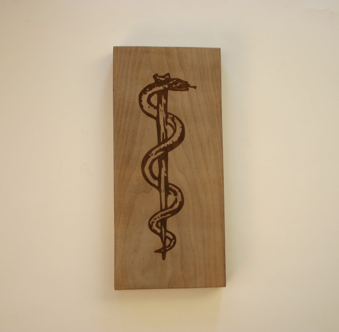 Staff of Asclepius Walnut Wood Sign Engraved Wood Plaque - Etsy