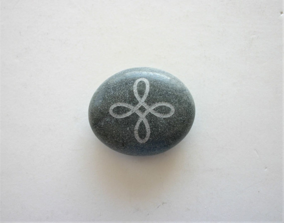 Infinity Cross Engraved Stone Grey Polished Ocean Pebble - Etsy