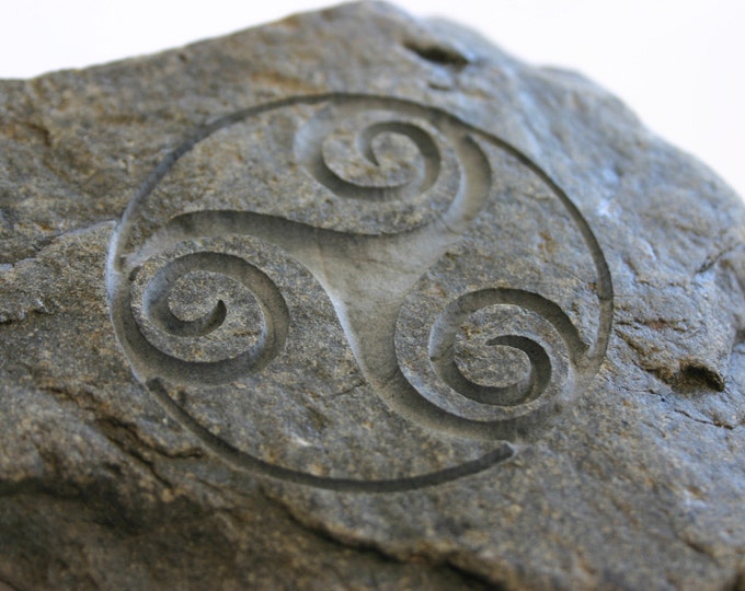Triskele Engraved Grey Stone Female Power Triple Spiral Celtic Symbol ...