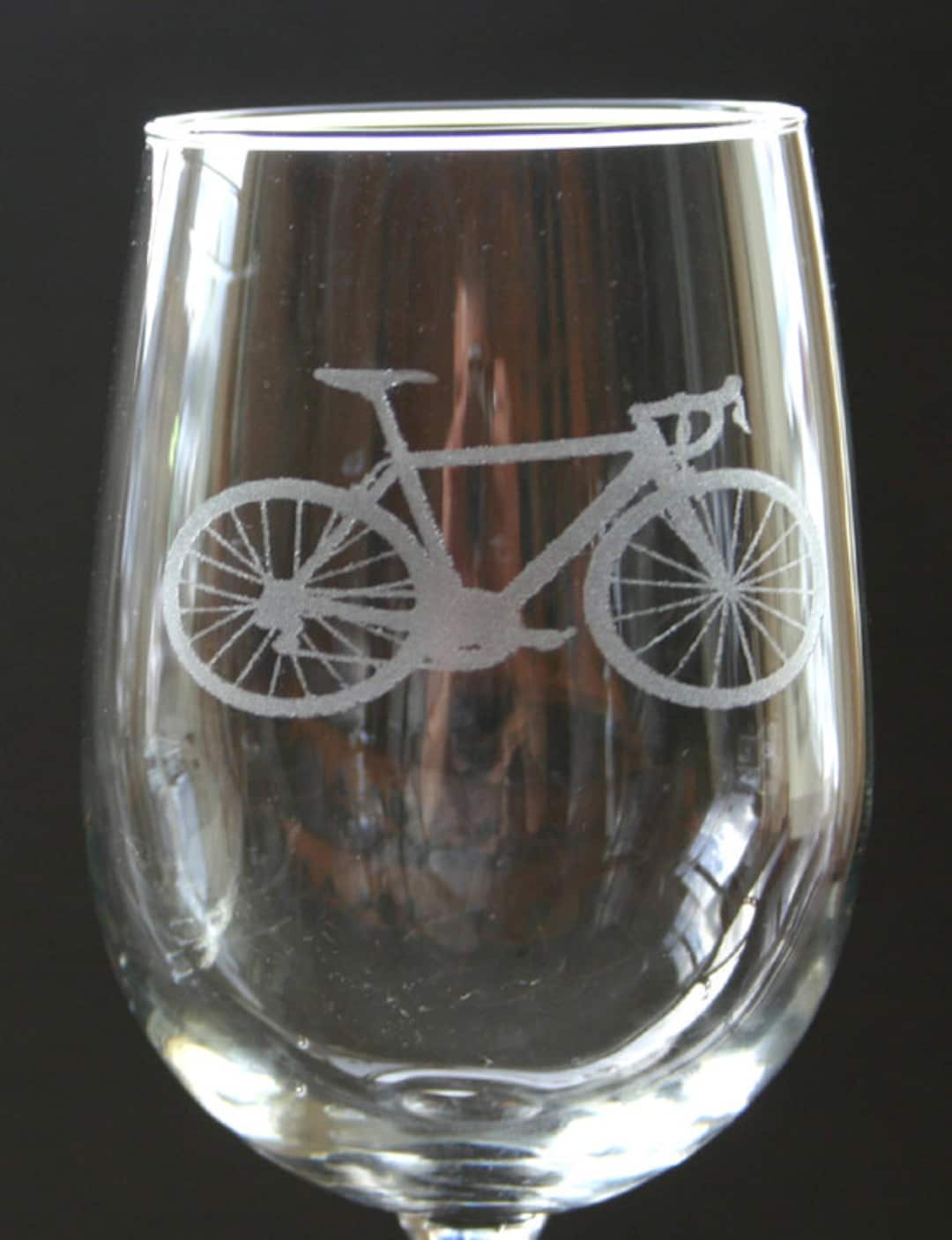 Cycling Etched Wine Glass Engraved Bicycle Wine Glass One Wine Glass - Etsy