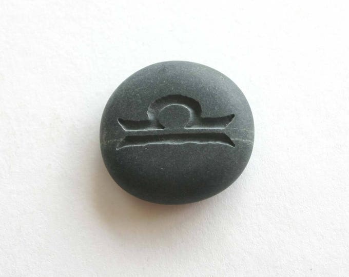 Libra Zodiac Sign Engraved Stone Grey Ocean Pebble Birthday Stone - Etsy