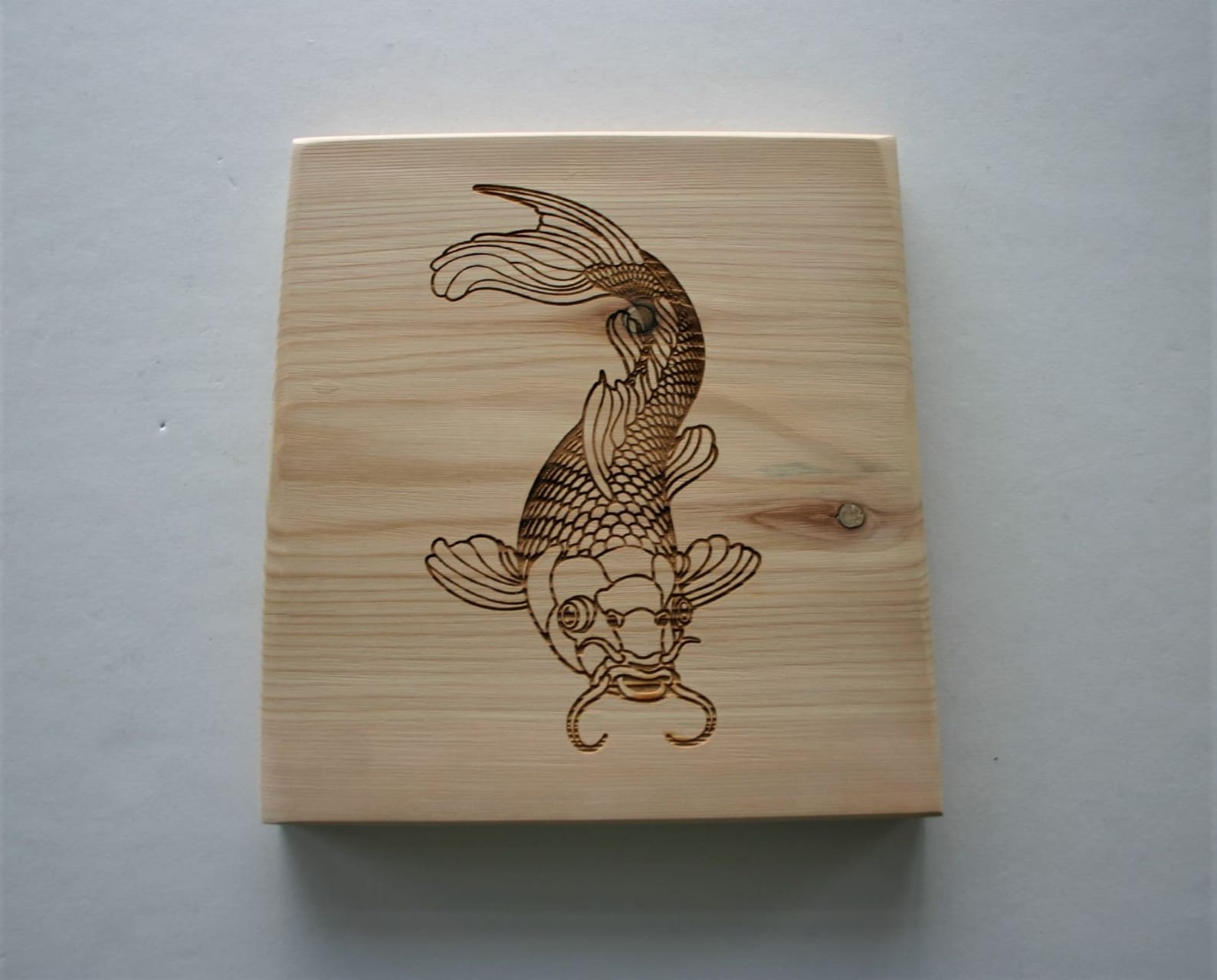 Koi Fish Engraved Cedar Sign Japanese Carp Rustic Wood Sign | Etsy