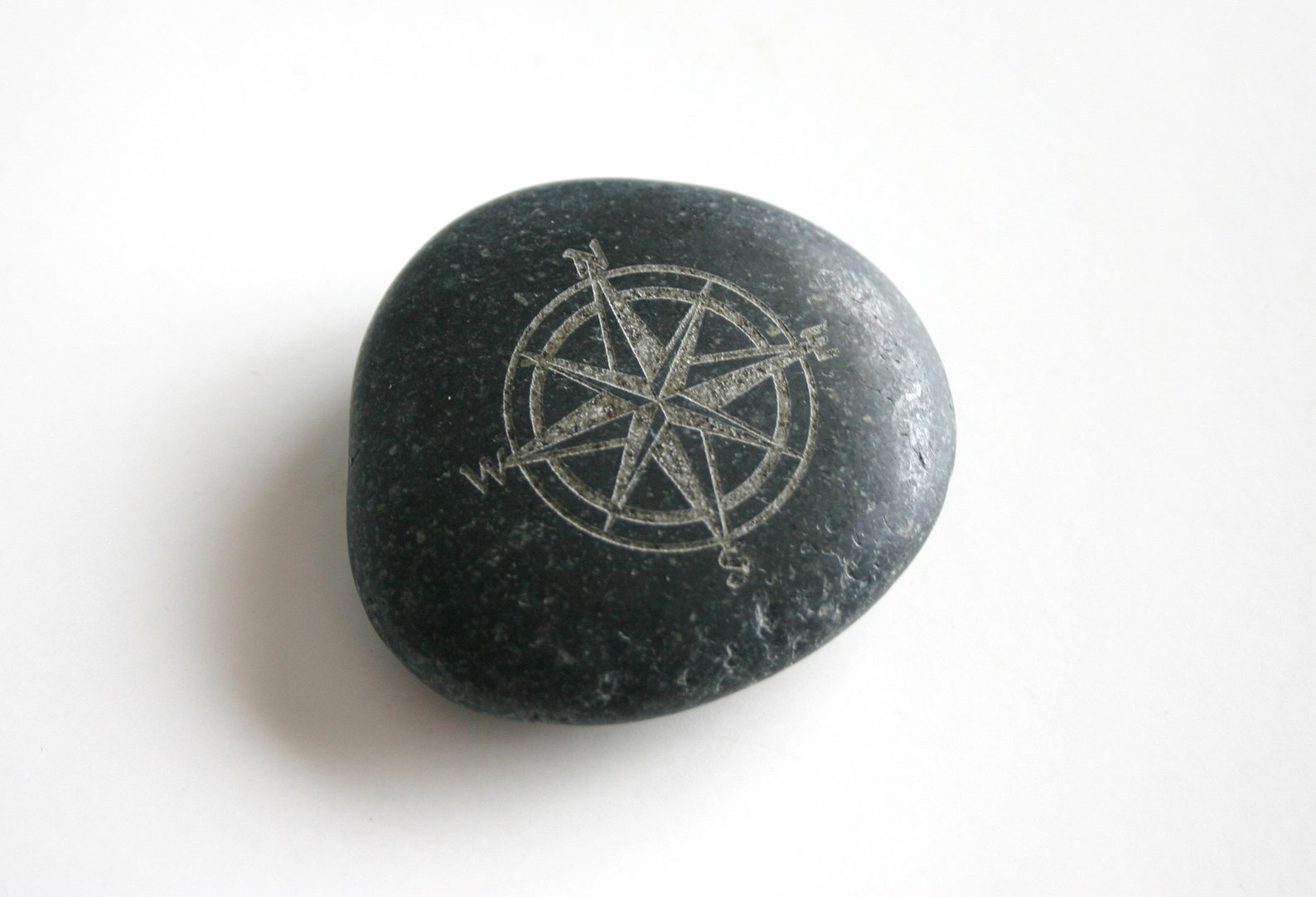 Compass Rose Engraved Stone Nautical River Rock Compass - Etsy