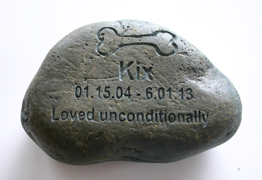 Custom Engraved Pet Memorial Stone Dog Bone Grave Stone Marker - Etsy