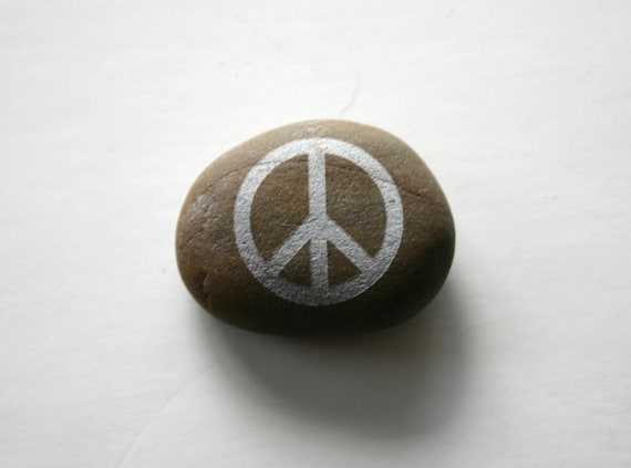 Stone Peace Symbol Stone Inlay Peace Sign Ring – Super Silver