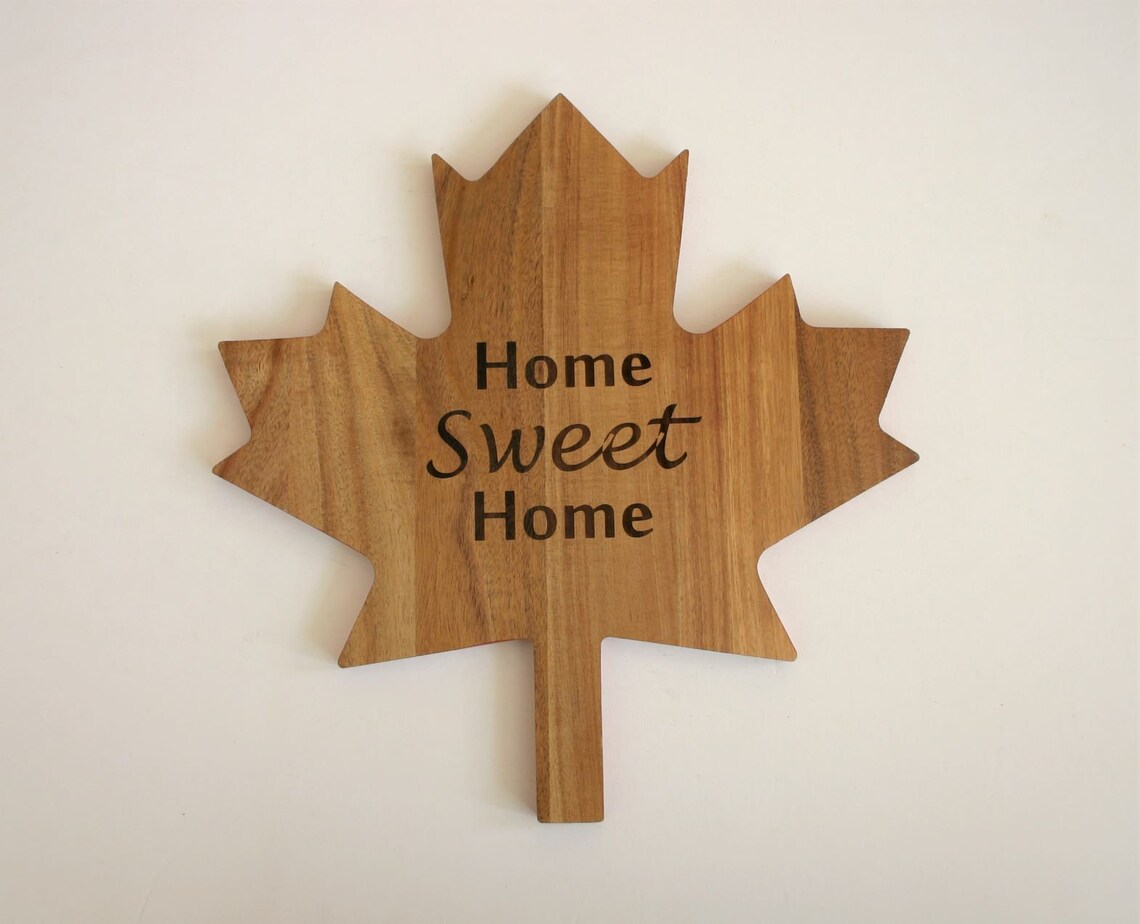 Maple Leaf Engraved Wood Cutting Board Home Sweet Home | Etsy