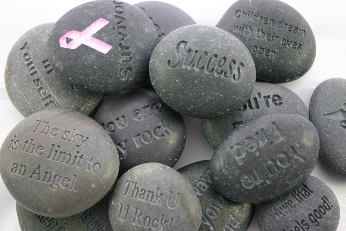Custom Engraved Gray Stone Message Personalized Weddings - Etsy