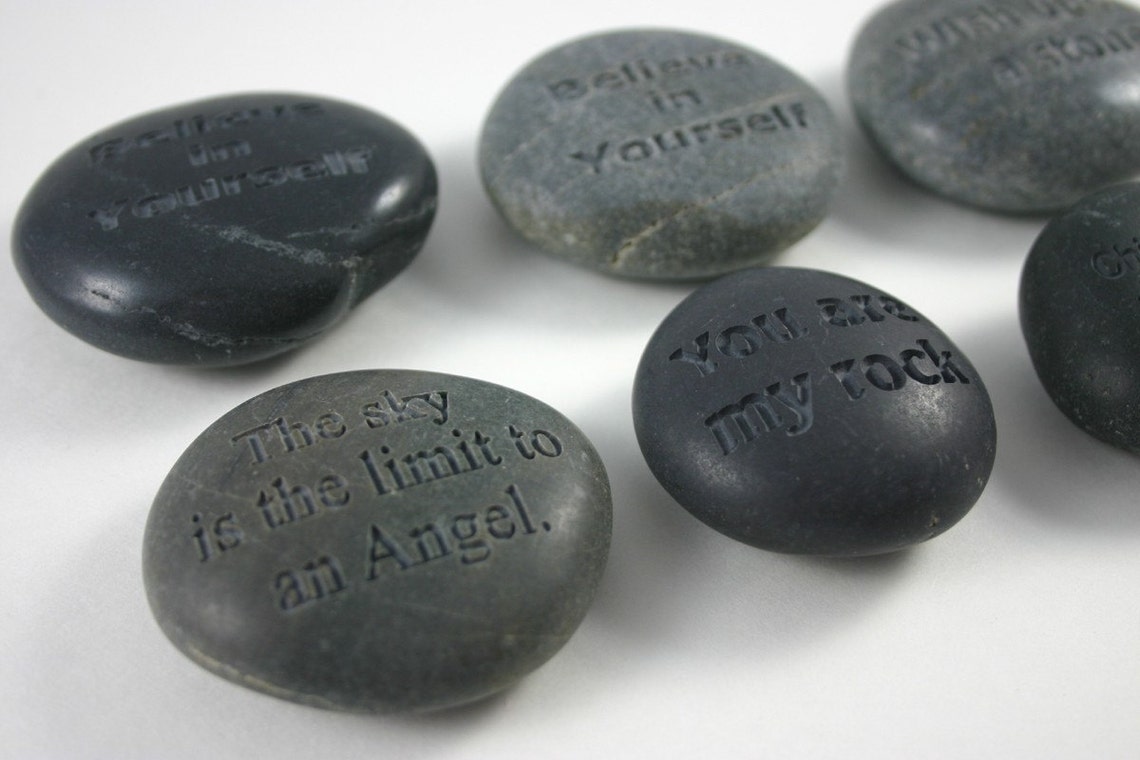 1 Custom Engraved Grey Message Stone Personalized Message Name - Etsy