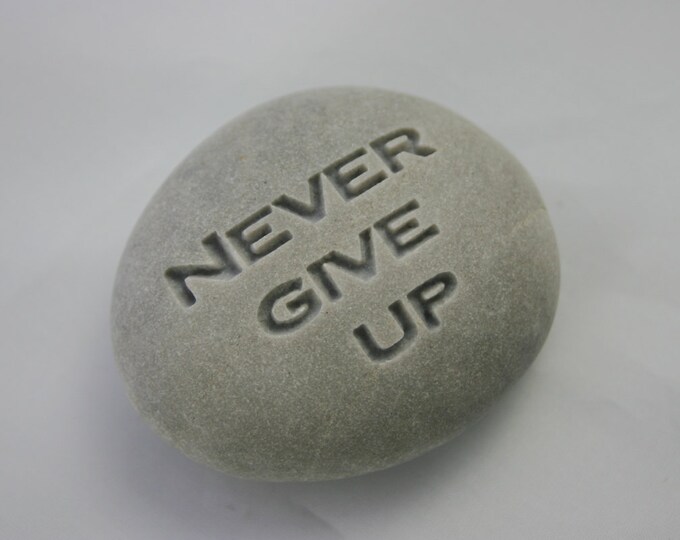 Never Give up Engraved White Stone Message Rock - Etsy