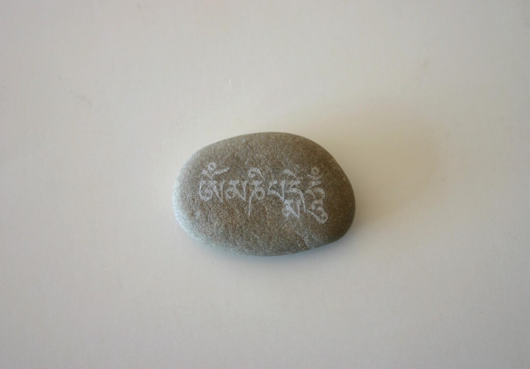 Om Mani Padme Hum Tibetan Script Engraved Mantra Prayer Stone - Etsy