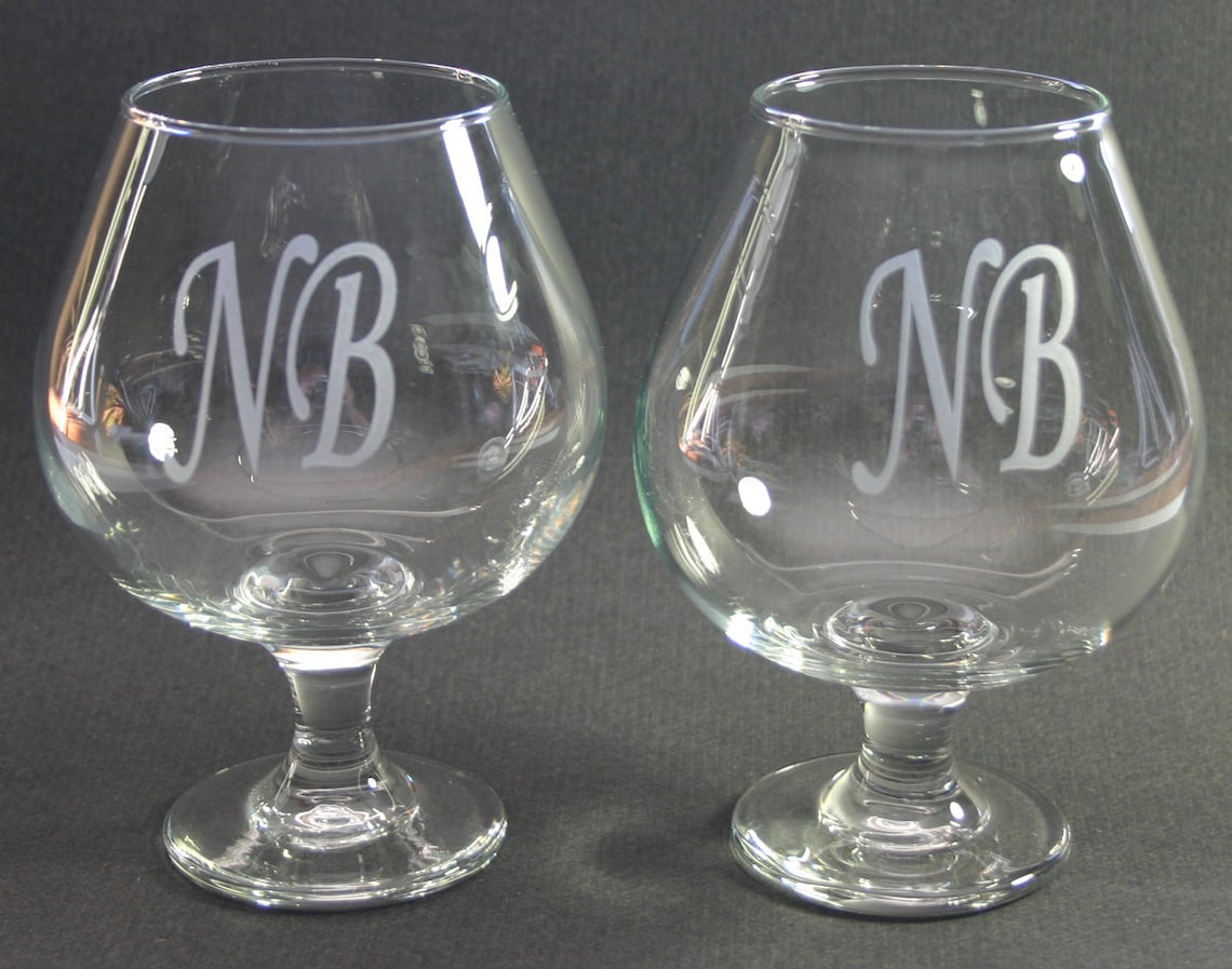 Personalized Etched Brandy Glass Custom Engraved Cognac Snifter Set of ...