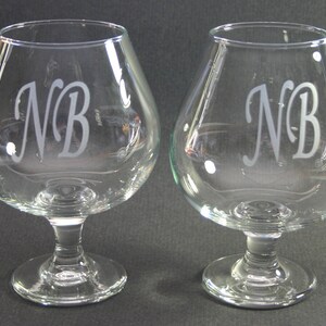 Personalized Etched Brandy Glass Custom Engraved Cognac Snifter Set of ...
