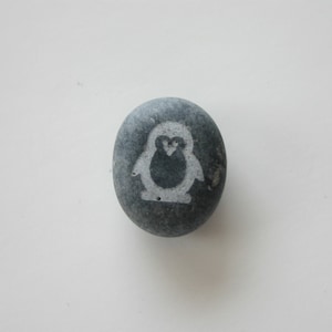 Penguin Etched Stone River Rock Worry Stone Inspirational Stone Wedding ...