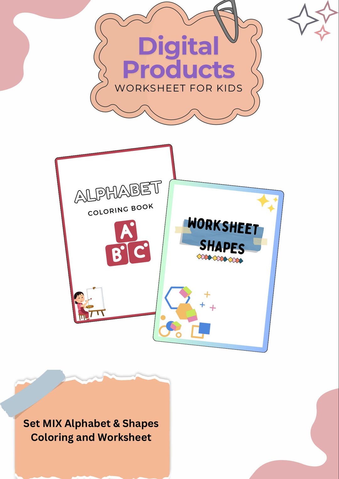 Worksheet 3 MIX Alphabet Coloring Book and Worksheet Shapes - Etsy