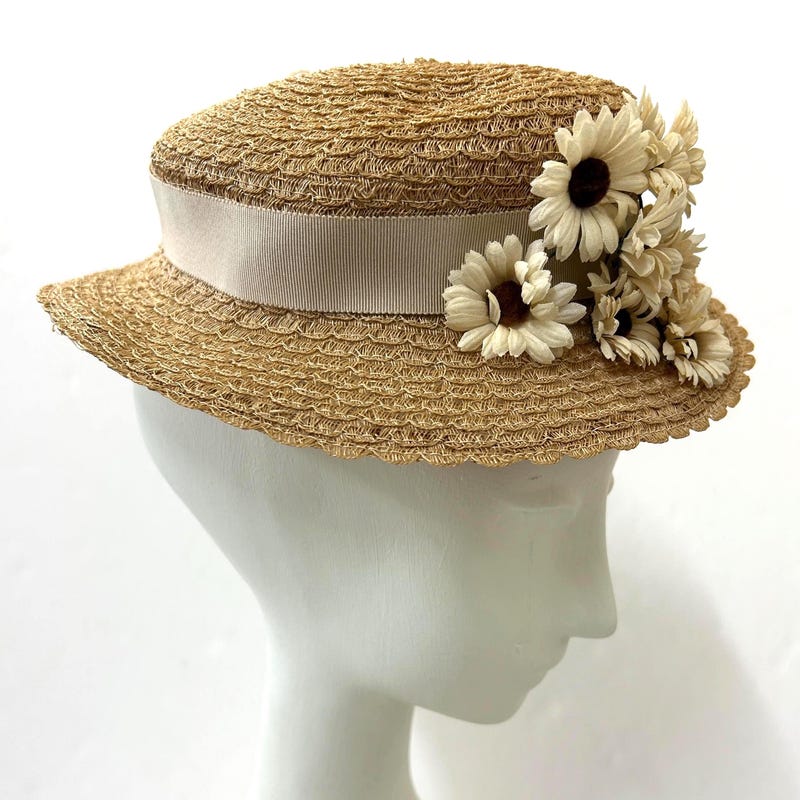 Vintage Straw Tilt Hat - Etsy