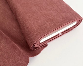 Marsala With Rose Gold Medium Flowers Printed on Wool Dobby Fabric by ...