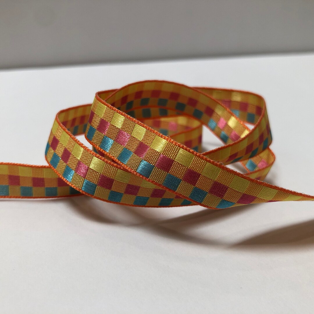 Geometric Checkerboard Orange Ribbon, Blue Yellow Pink Ribbon ...