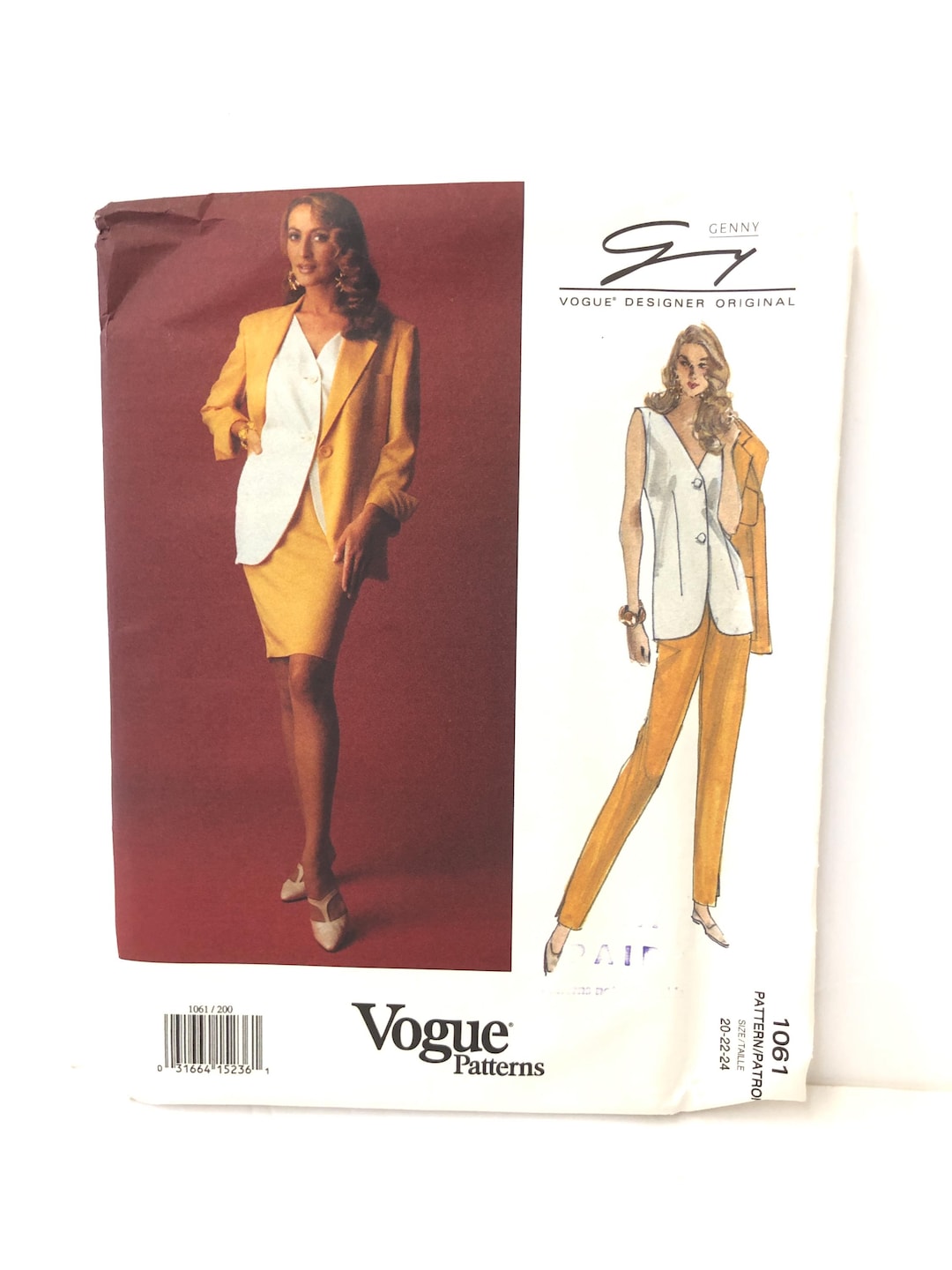 Vogue 1061 Genny Designer Sewing Pattern, Jacket, Vest, Skirt, Pants ...