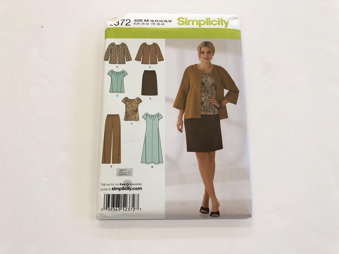 Simplicity Sewing Pattern 2372, Misses' Jacket, Dress or Top, Skirt and ...