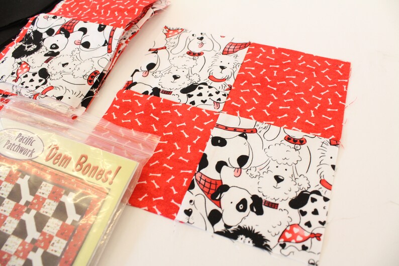 Dem Bones Unfinished Quilt Kit With Pattern and Fabric, Dog Bone Quilt ...