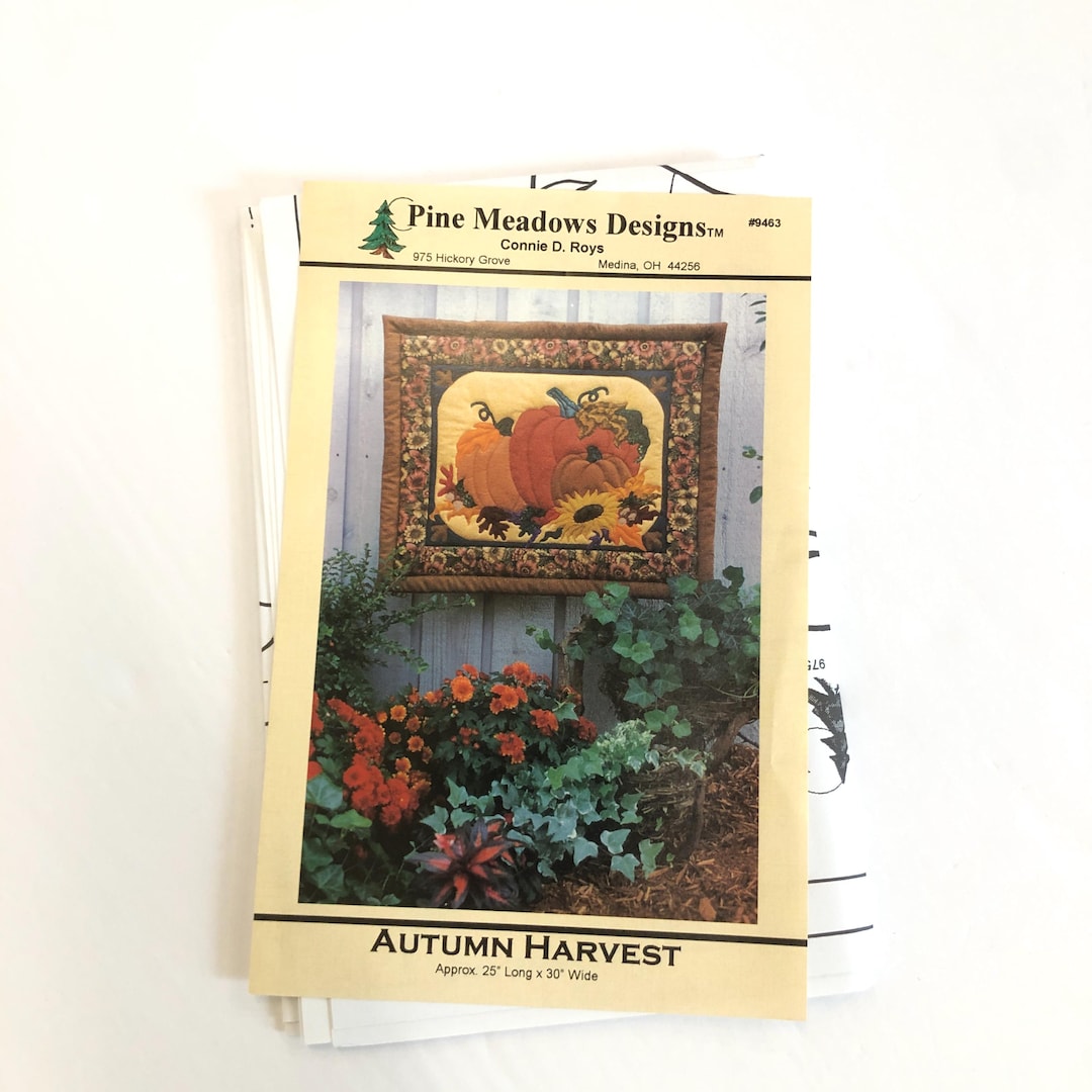 Autumn Harvest - Wall Hang Quilt Pattern, Pumpkin Patch Fall Floral ...