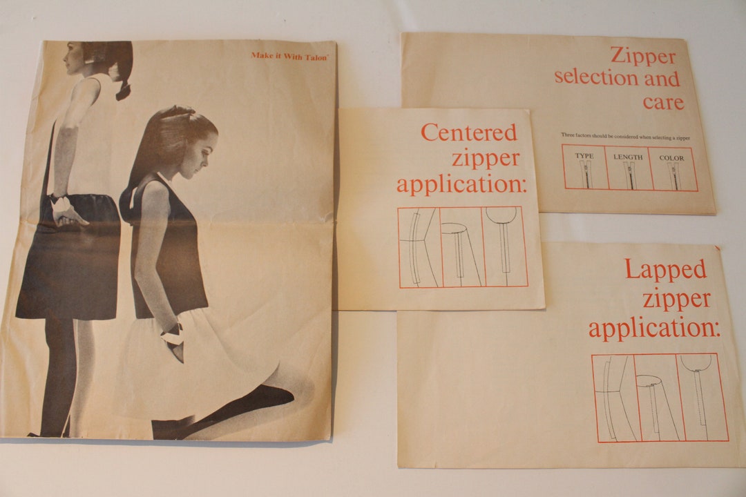 Vintage Talon Brand Zipper Sewing Guide Booklet, Vintage Zipper Sewing ...