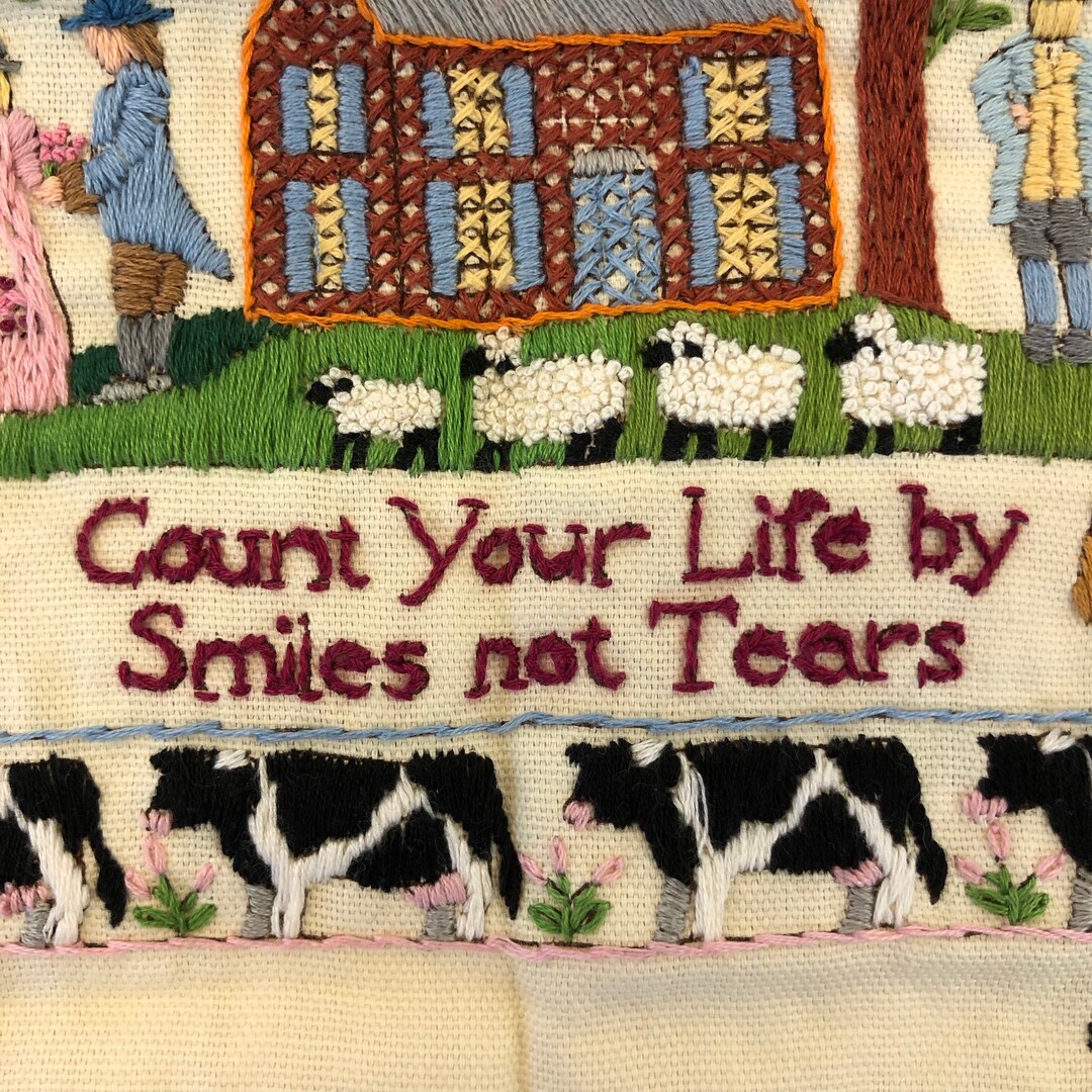 18x13.5" Vintage Floral Farmhouse Alphabet Embroidery Sampler ...