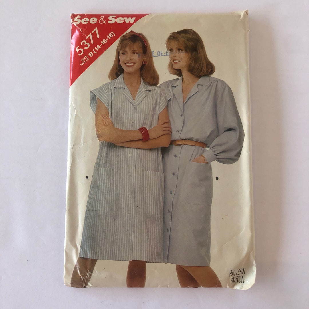 Butterick See & Sew Dress Sewing Pattern, See and Sew 5377 Size B (14 ...