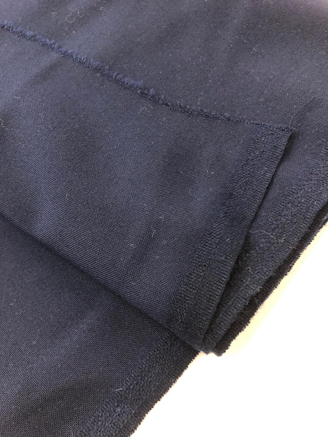 Navy Blue Plain Weave Wool Fabric, Woolen Navy Suiting Destash Remnant ...