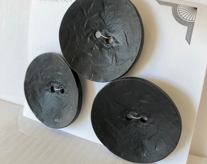 Set of 3 Huge Black Plastic Oversized Coat Buttons, Round Convex ...