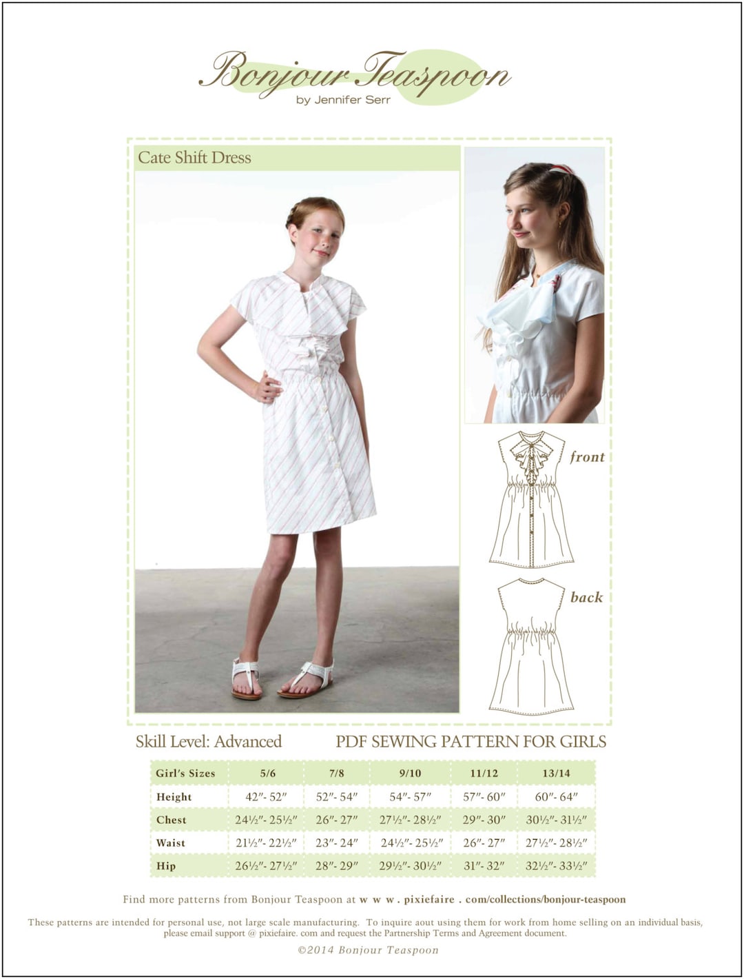 Kids Sewing Pattern, Tween Sewing Pattern, Woven Shift Dress, Printed ...