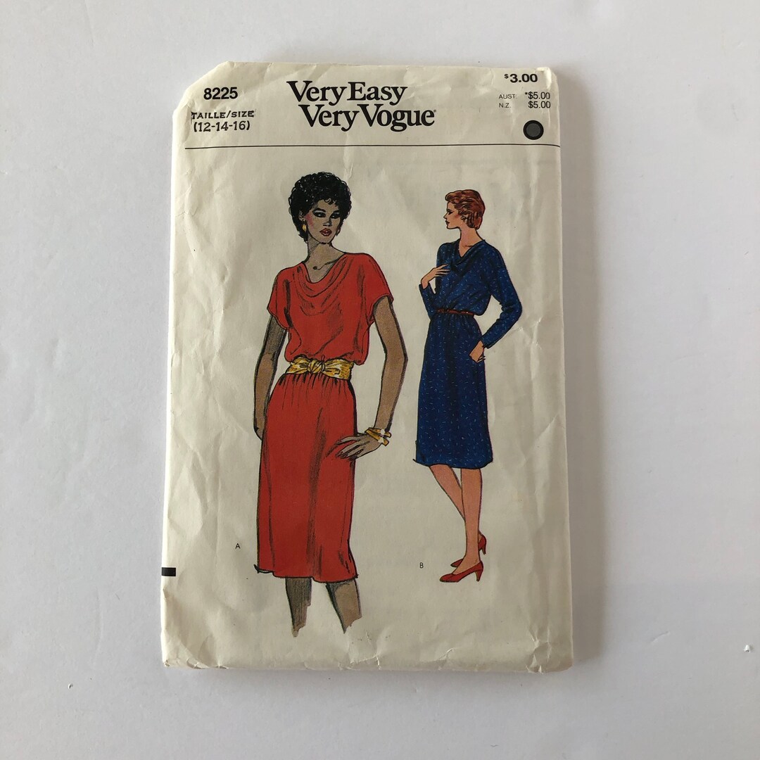 Very Easy Vogue 8225 Dress Sewing Pattern, Vintage Dress Pattern, 1980 ...