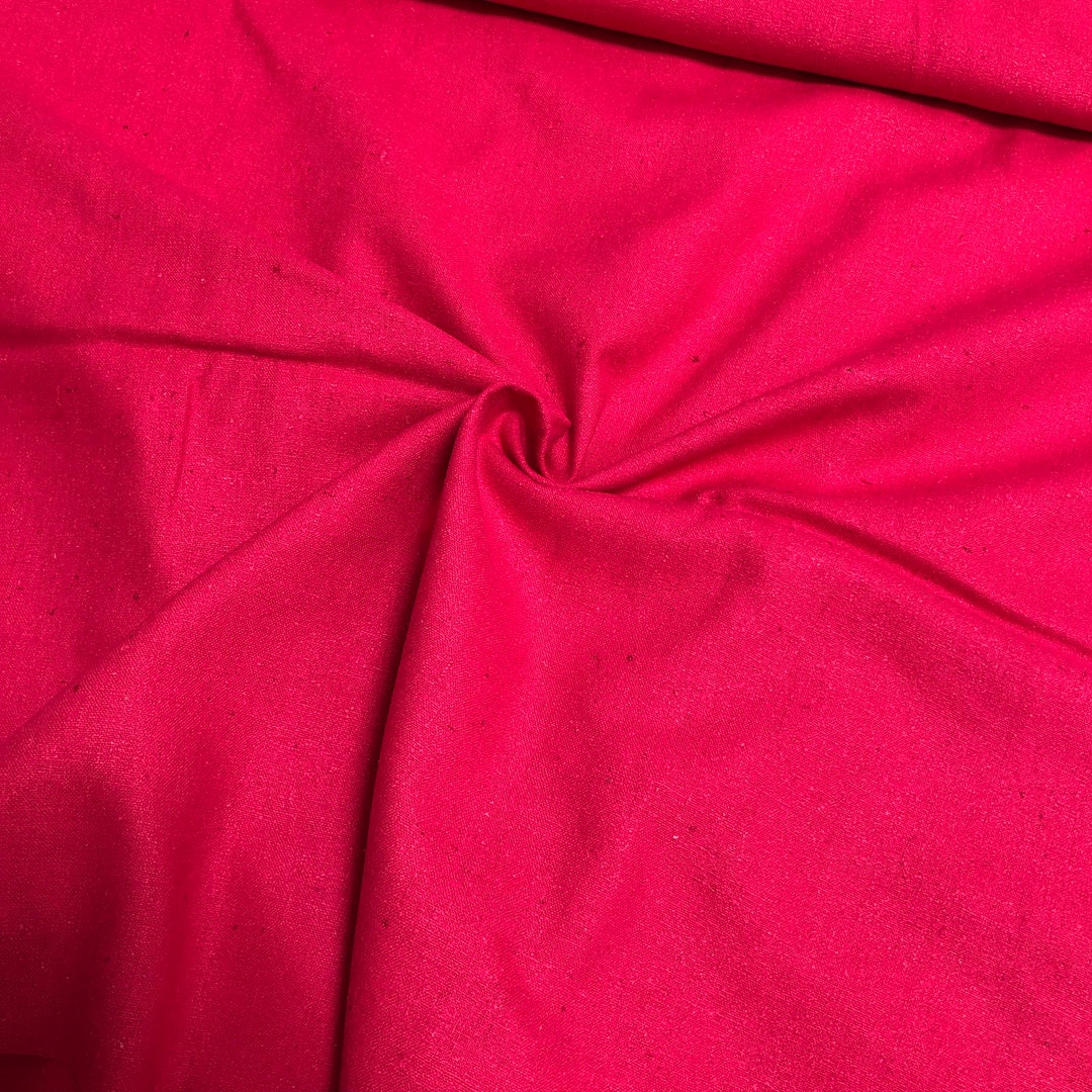 Magenta Slub Silk Fabric, Plain Weave Flecked Pink Silk De-stash ...