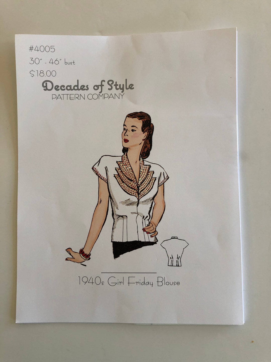 1940’s Girl Friday Blouse Pattern From Decades of Style, Decades of ...