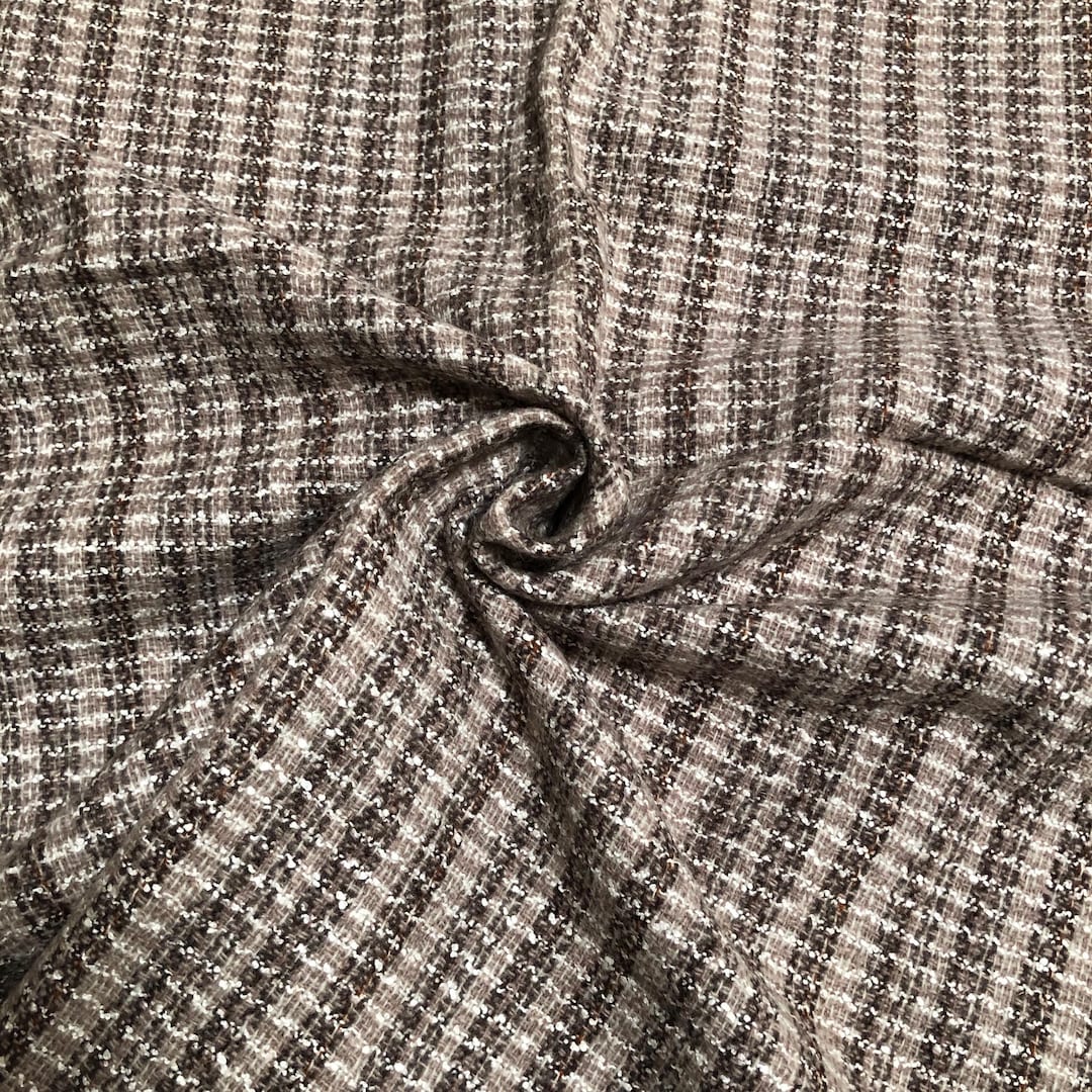 Brown Chanel-style Tweed Fabric, Woolen Dobby Yarn Tweed De-stash ...