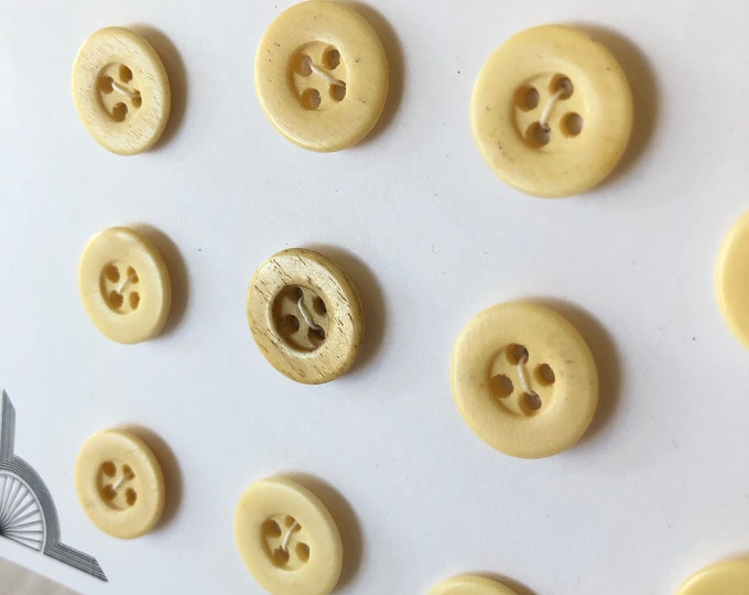Set of 11 Antique Bone Buttons, Beige Four Hole Sewing Buttons, 5/8 ...