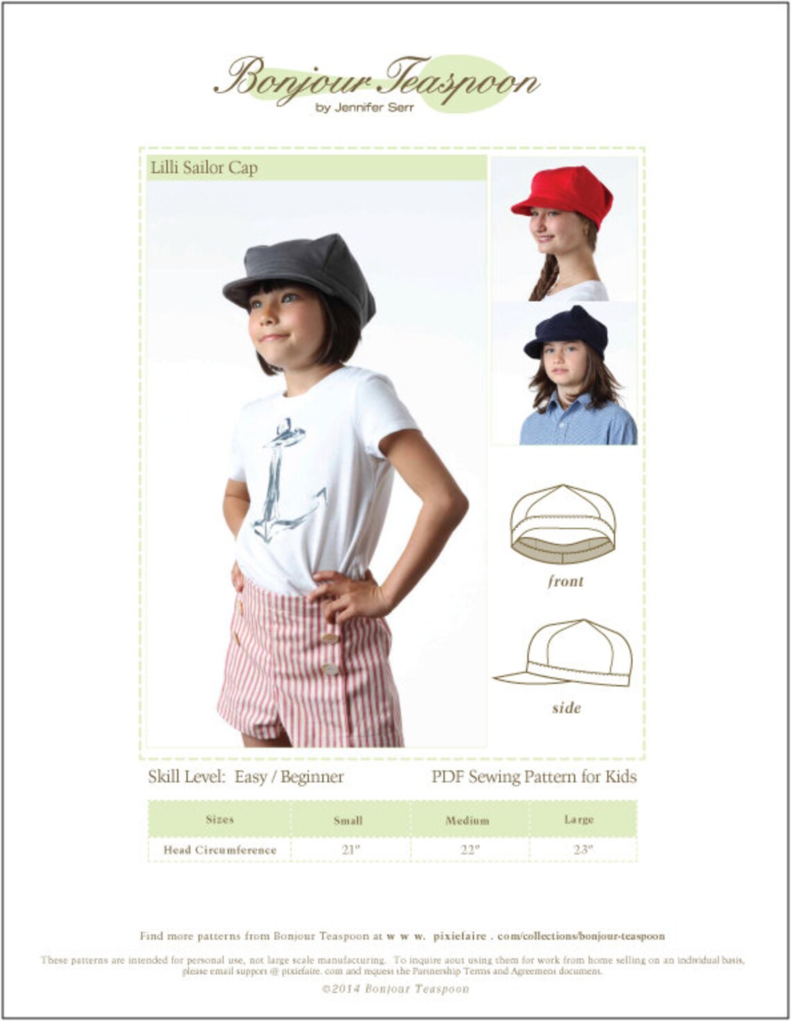 Kids Tween Adult Knit Sailor Conductor Hipster Hat Printed Sewing ...