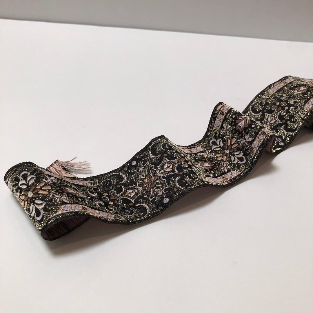 Ornate Abstract Gold Floral Ribbon, Black Lavender Gold Floral ...