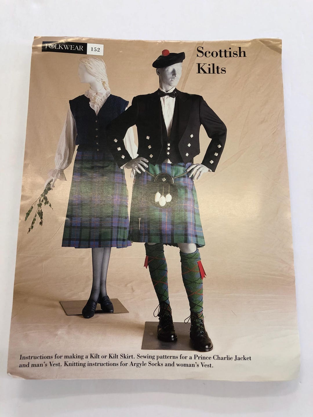 Folkwear Pattern 152 Scottish Kilts, Kilt Prince Charlie Jacket Sewing Pattern W/socks & Sweater ...