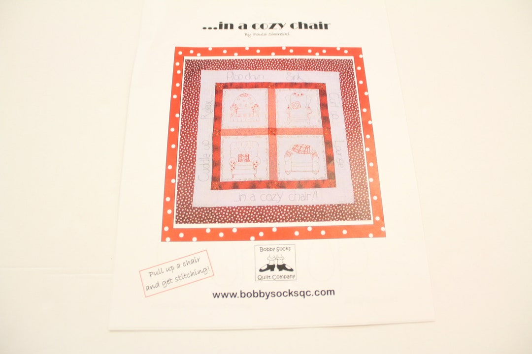 In a Cozy Chair Quilt Pattern, Redwork Quilt Pattern, Designed by Paula ...