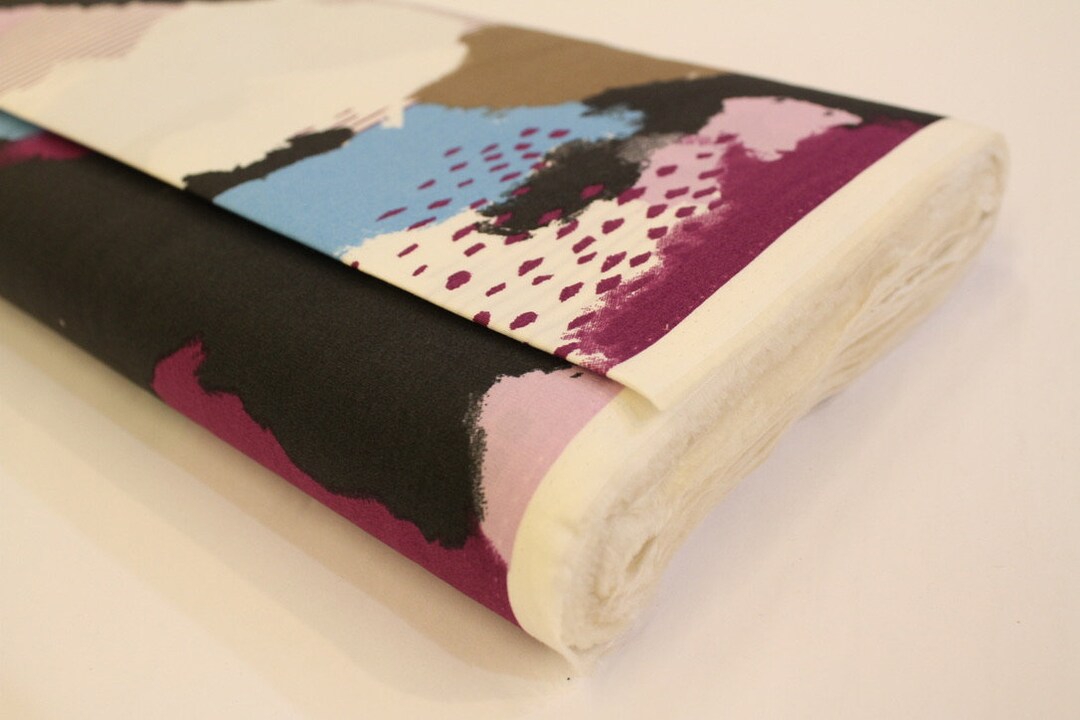 Abstract Paint Blob / Stripe Cotton Voile Fabric, Japanese Cotton ...