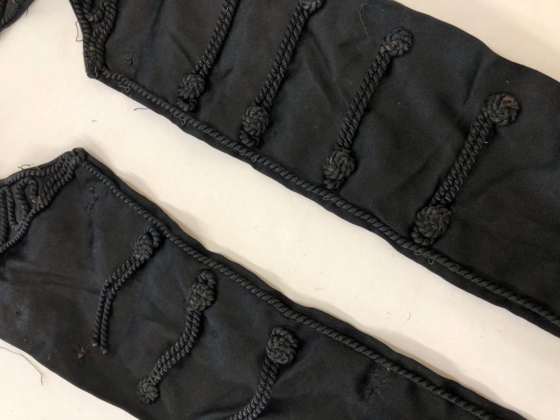 Antique Victorian Black Satin and Cording Garment Part, Corded Silk ...