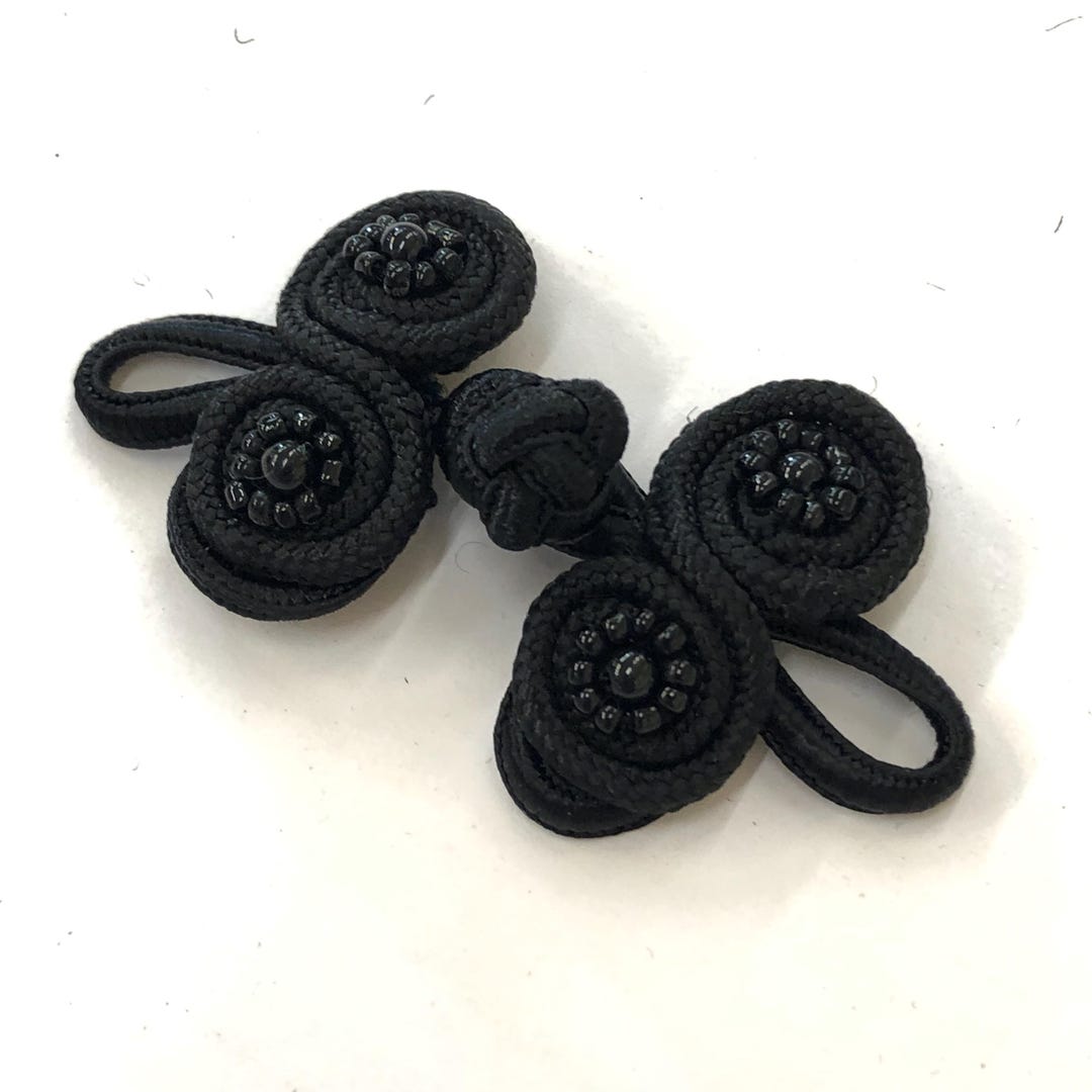 Vintage Black Beaded Coat Frogs, Vintage Black Frog Closures, Vintage ...