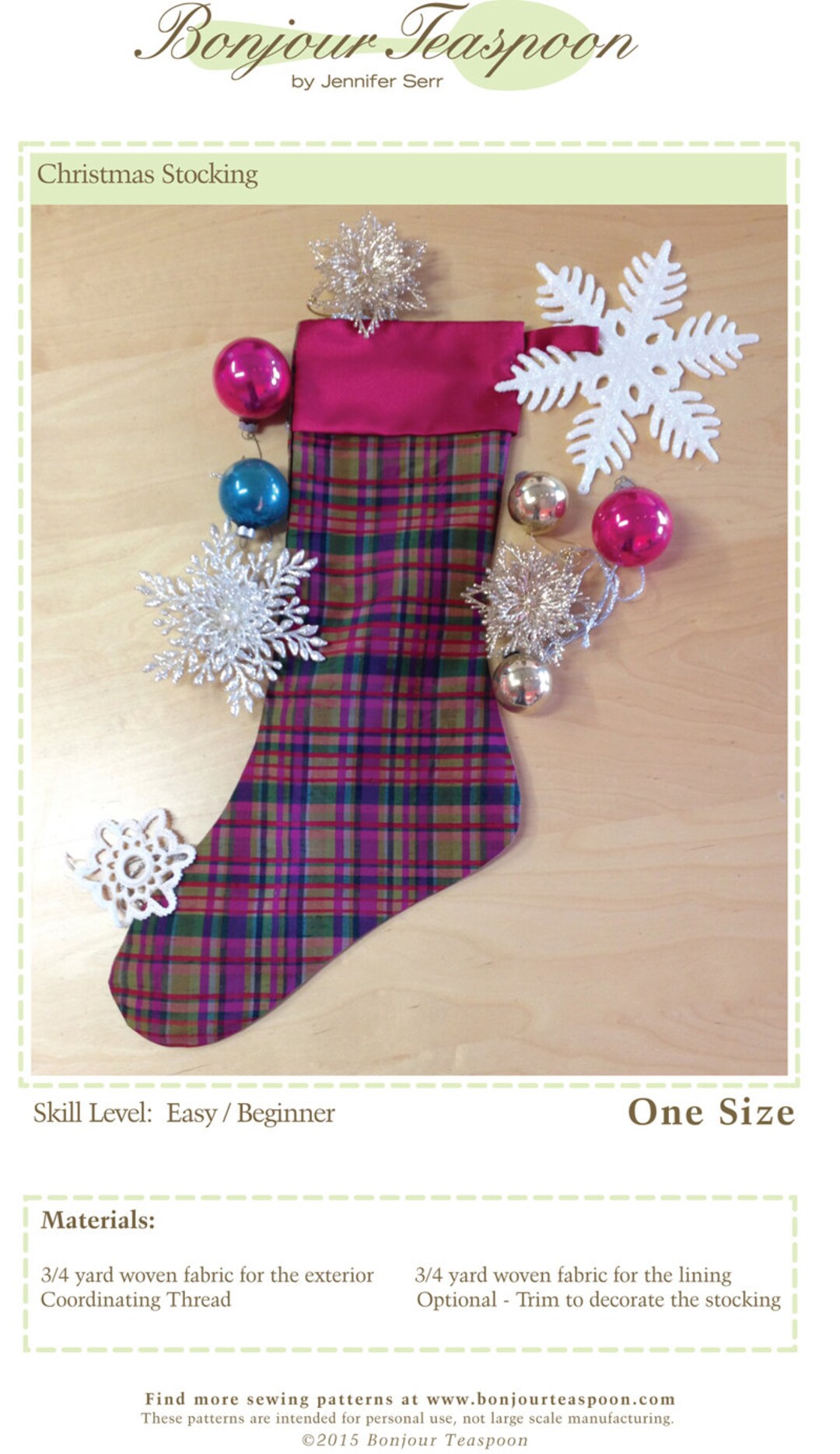 Christmas Stocking Sewing Pattern, Lined Christmas Stocking, Christmas ...