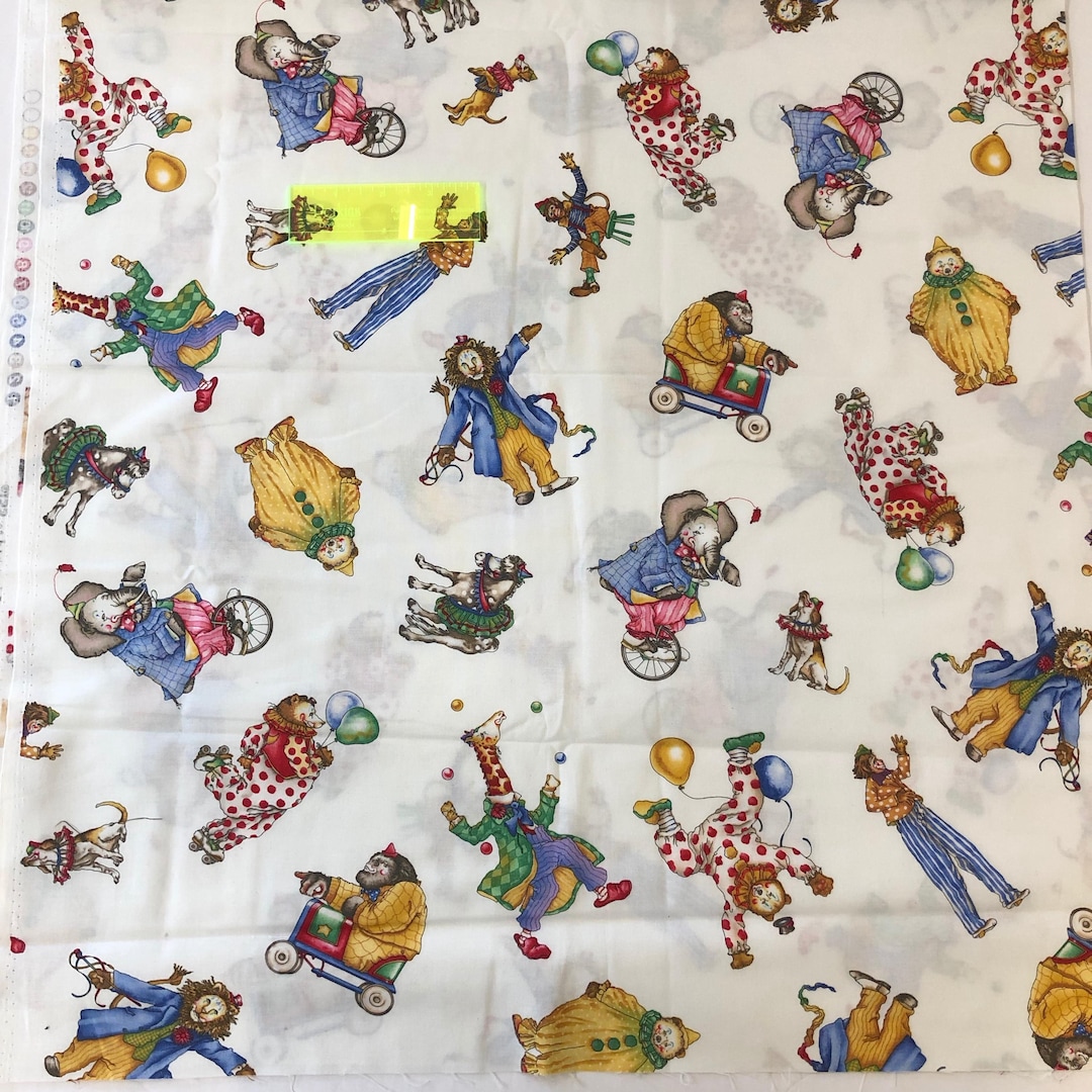 Circus Animal Clown Print Fabric, "circus Menagerie" J. Wecker-frisch ...