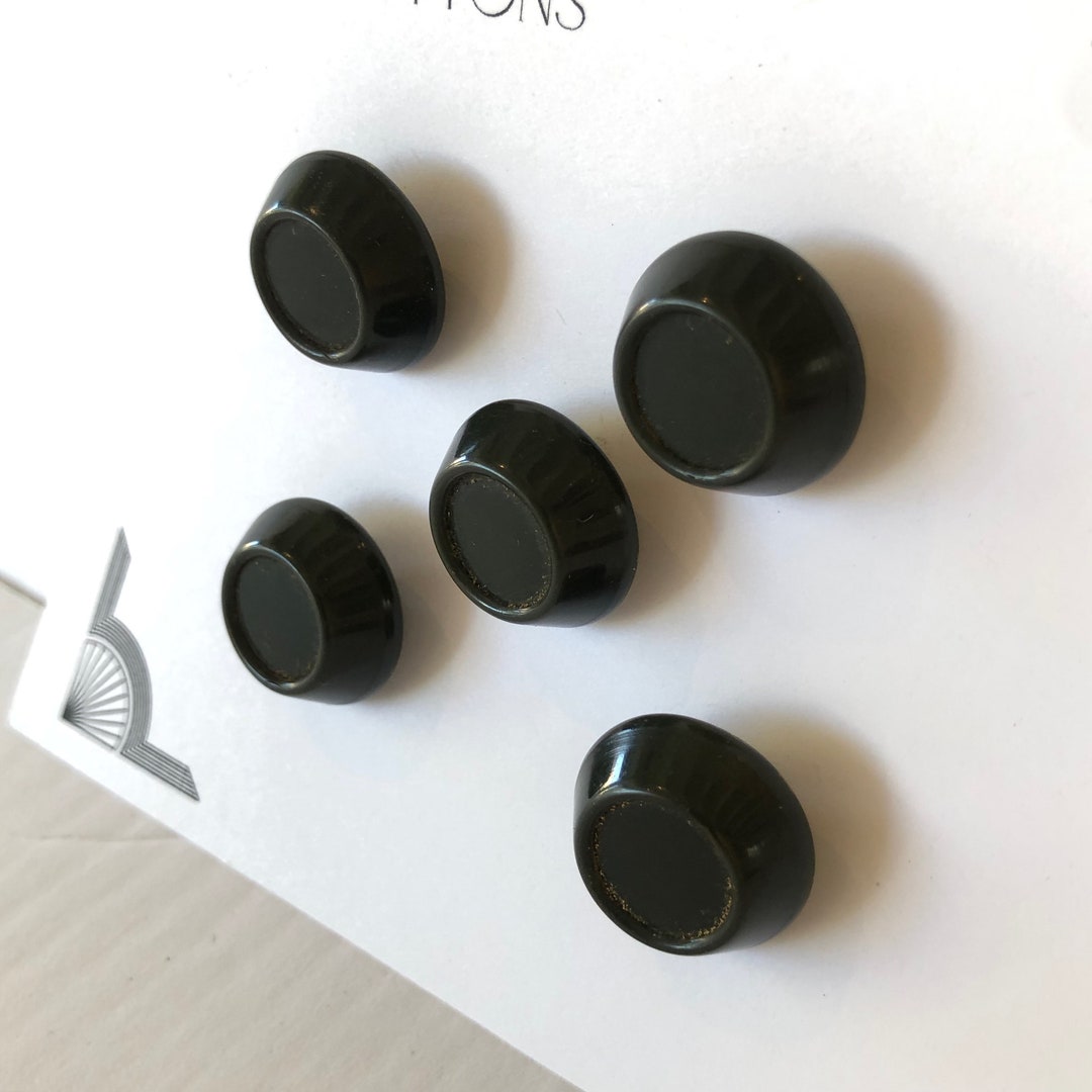 Set of 5 Vintage Black Dome Early Plastic Shank Buttons, 30s 40s 50s ...